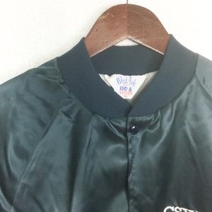 Vintage | Jackets & Coats | Rare Vintage Csx Train Teal Satin Bomber ...